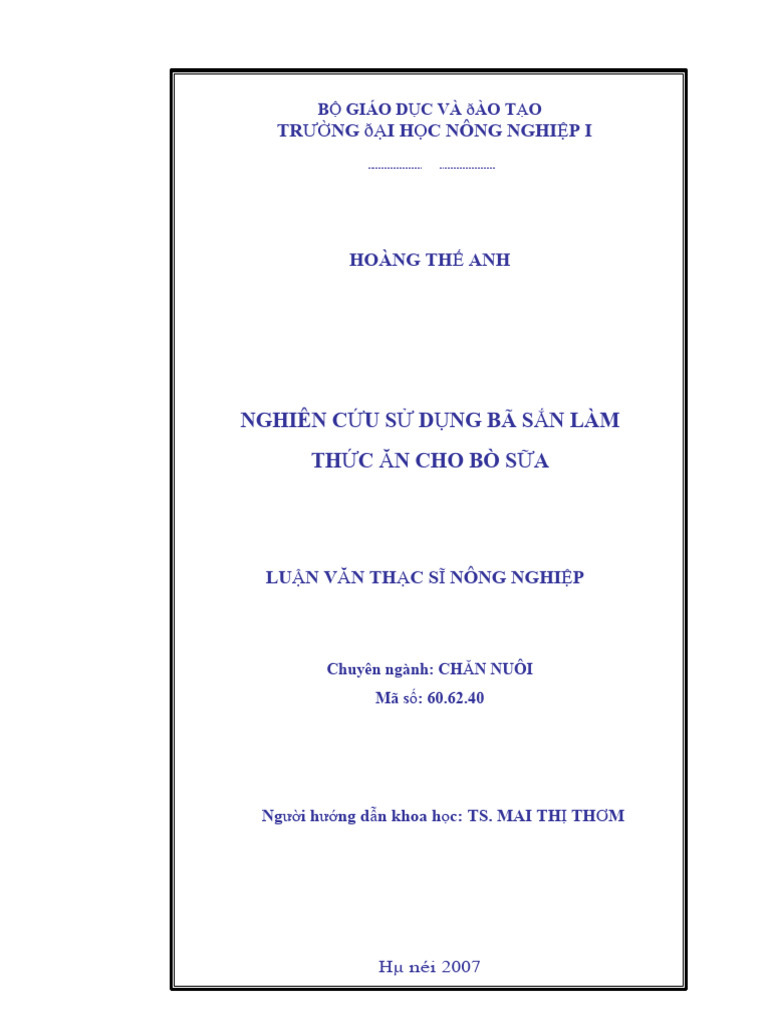(123doc) Luan Van Nghien Cuu Su Dung Ba San Lam Thuc An Cho Bo Sua | PDF