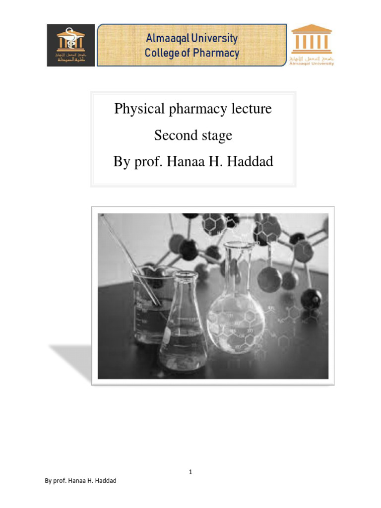 Physical Pharmacy Second Stage Lecture 9 Pdf Acid Mass