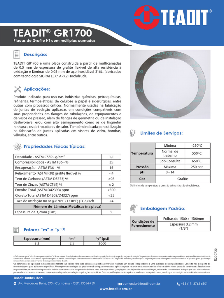 Teadit-GR1700 PT-1 | PDF | Grafite | Setor secundário da economia