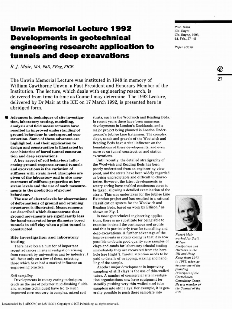 Mair 2015 Unwin Memorial Lecture 1992 Developments in Geotechnical ...