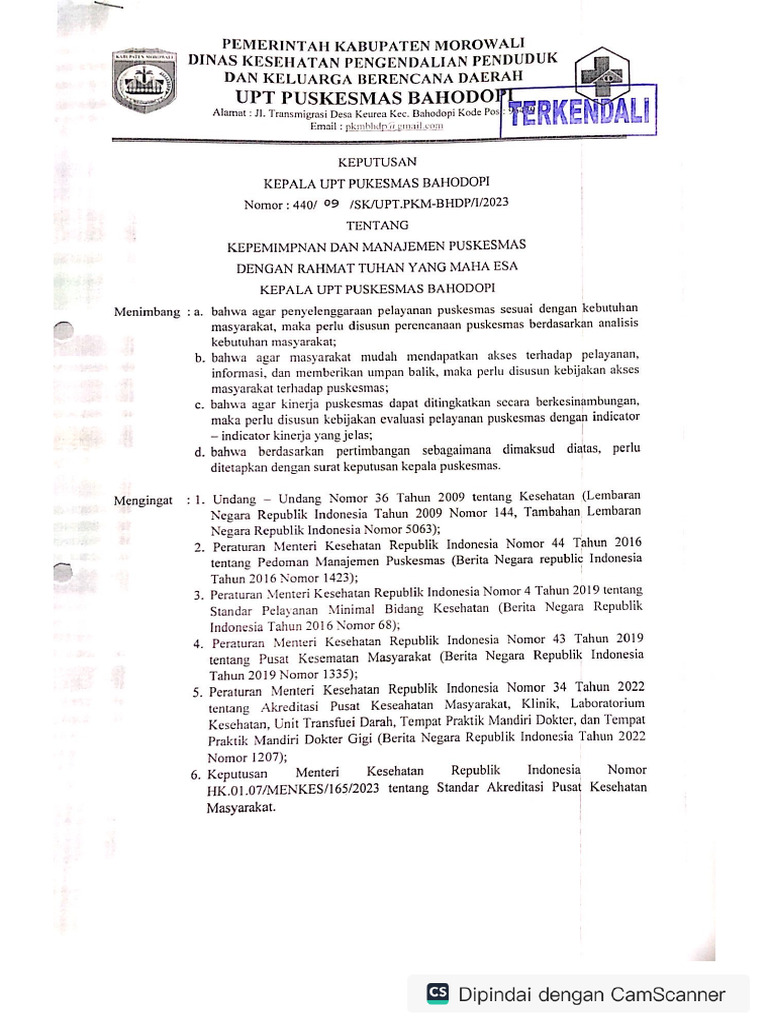 SK KMP Puskesmas | PDF