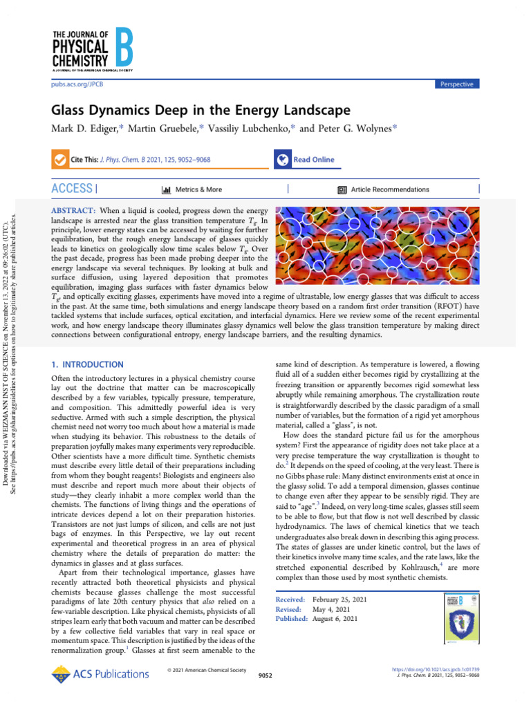 Glass Dynamics Deep in The Energy Landscape | PDF | Temperature | Liquids