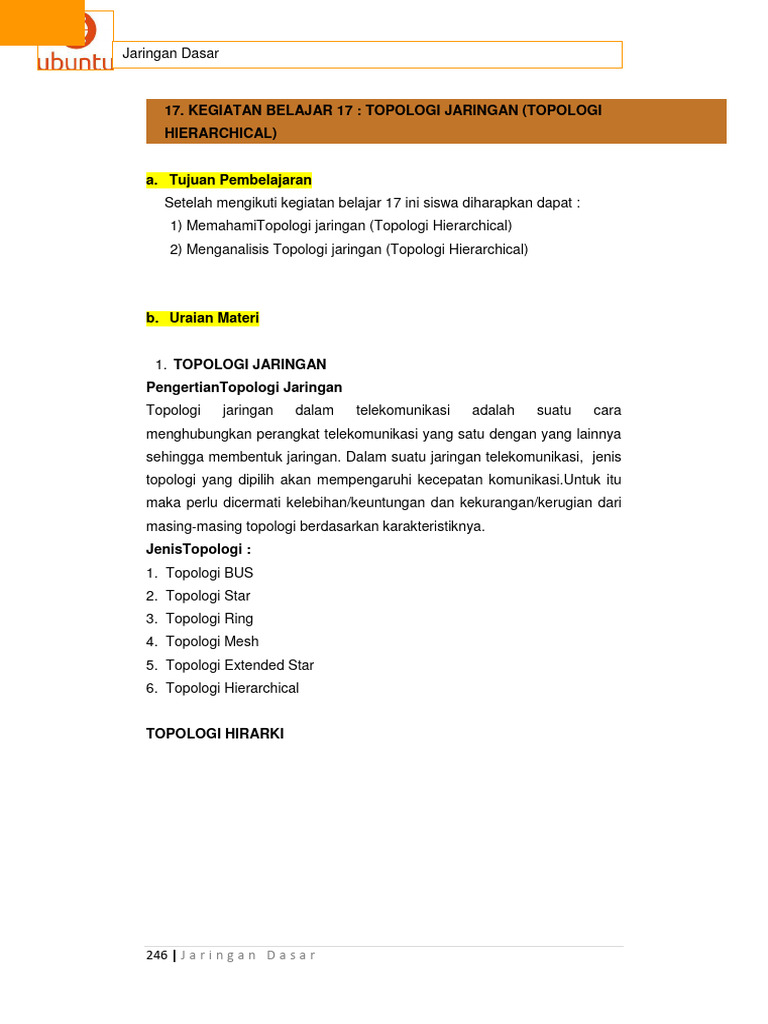 Topologi Hierarchical (Hirarki) Halaman 246-251 | PDF