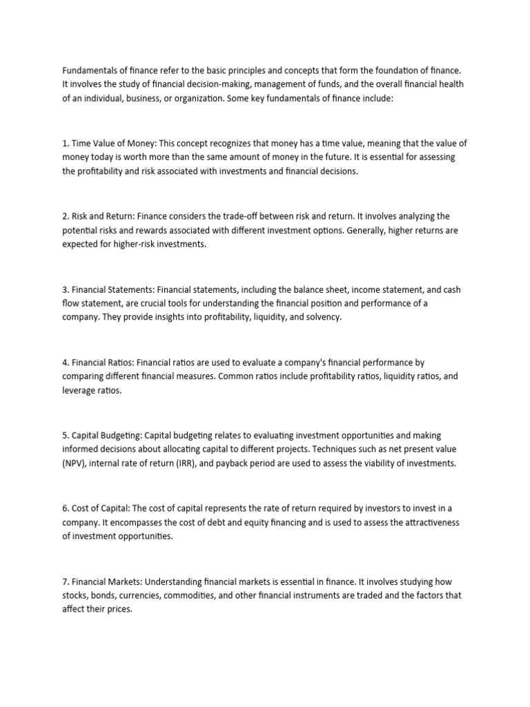 Fundamentals of Finance | PDF