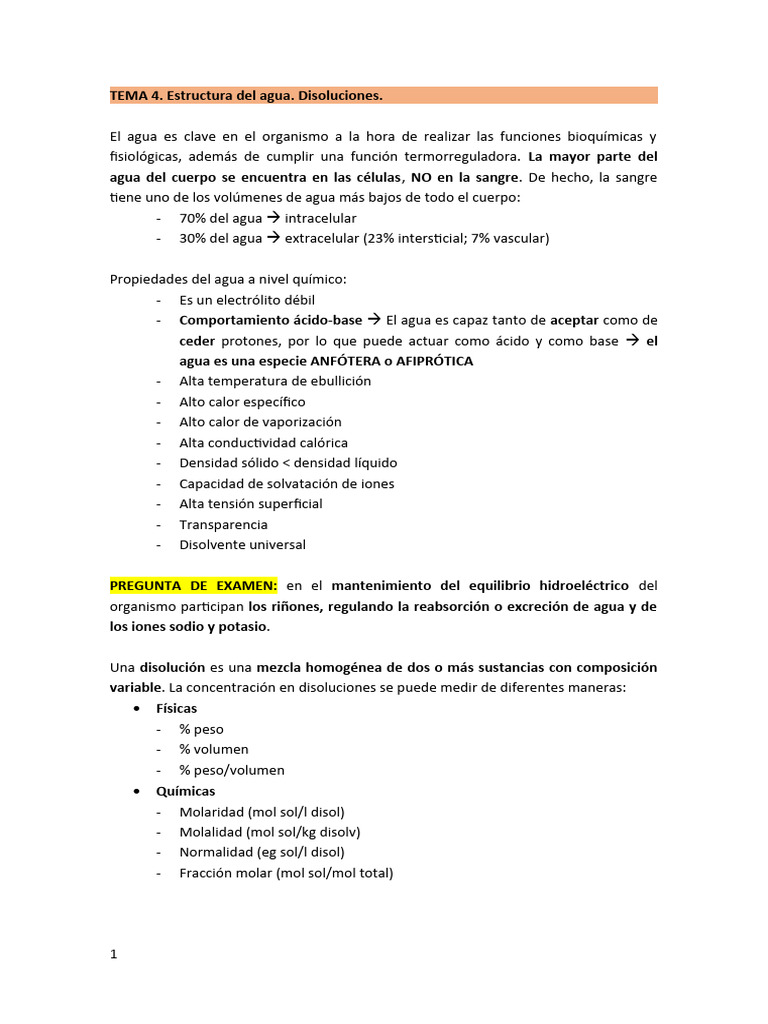 TEMA4 Disoluciones | PDF | Agua | Electrólito