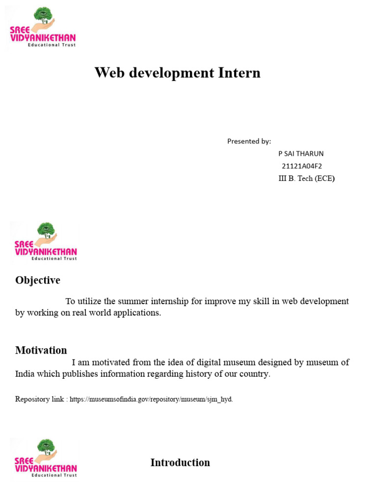 Web Development Intern | Download Free PDF | Internship | Job Hunting