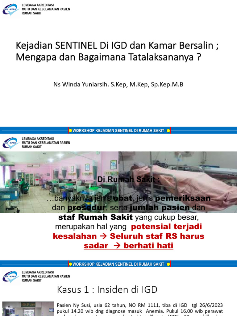 MATERI Dr. WINDA - Kejadian Sentinel Di IGD Dan PONEK IGD Winda | PDF