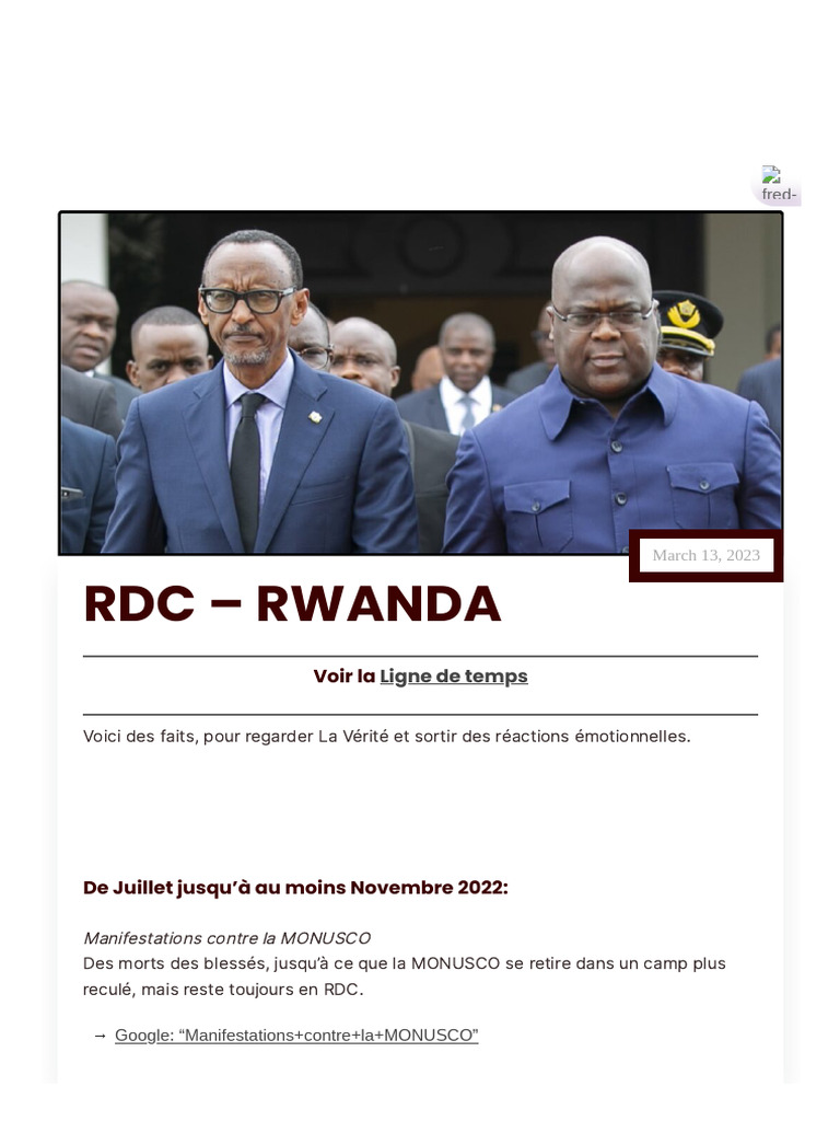 RDC - RWANDA - Historique Et Responsabilités - v1 | PDF | République démocratique du Congo