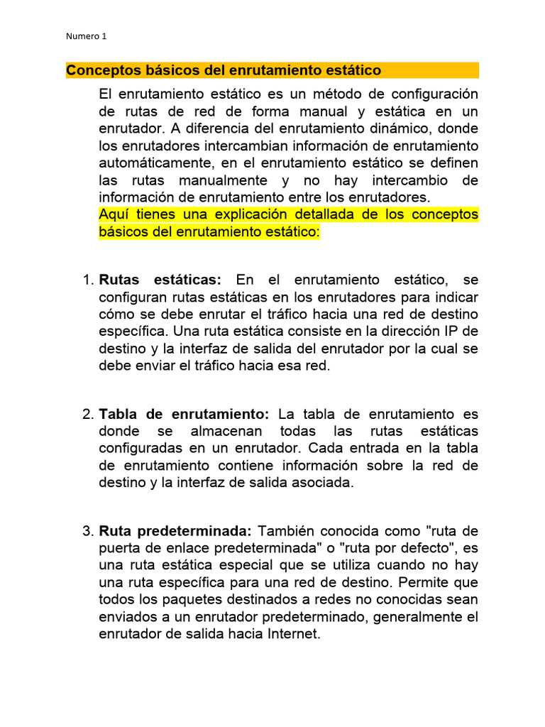 Conceptos Básicos Del Enrutamiento Estático | PDF | Enrutador (Computación) | Enrutamiento