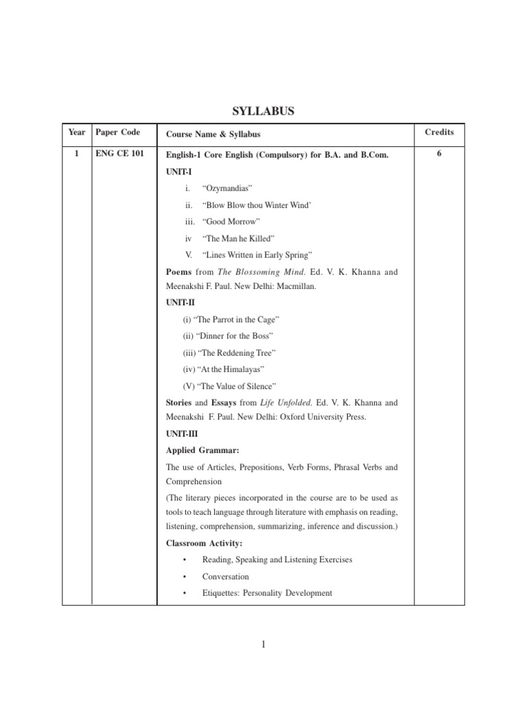 English 101 Syllabus Overview | PDF