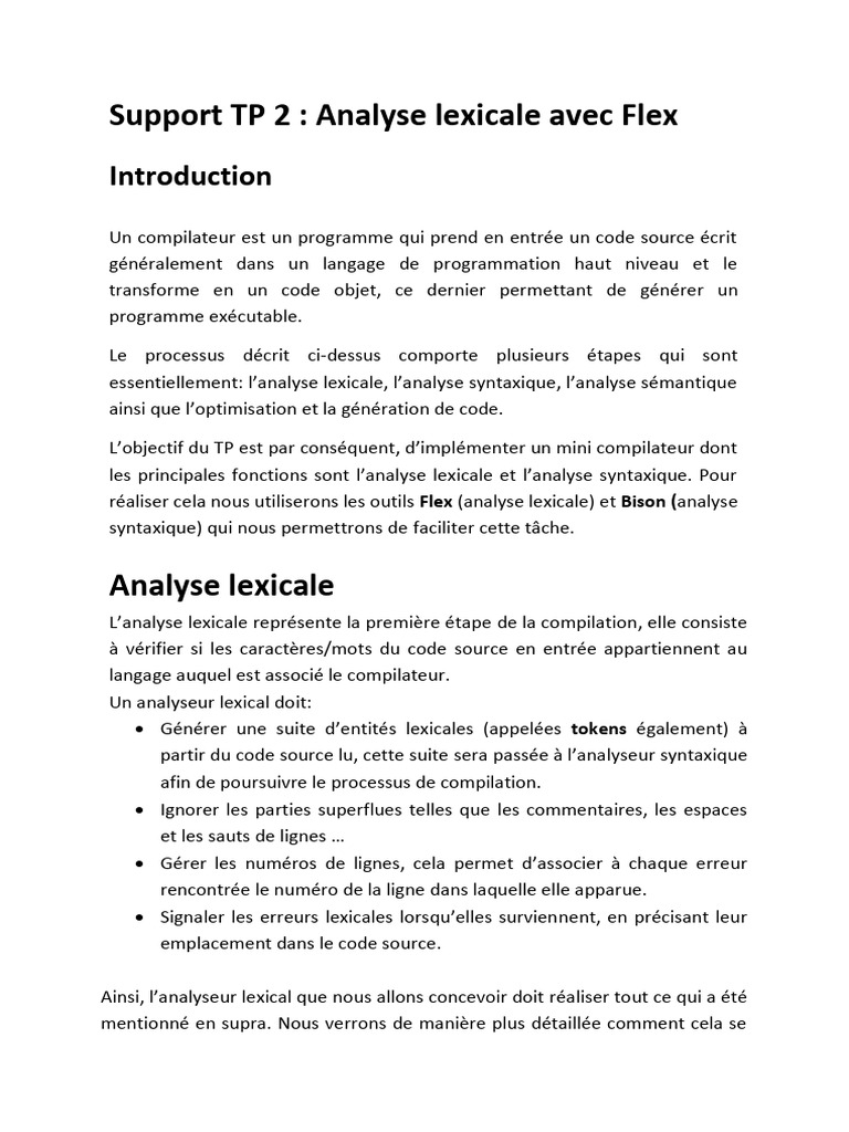 Analyse Lexicale Flex | PDF