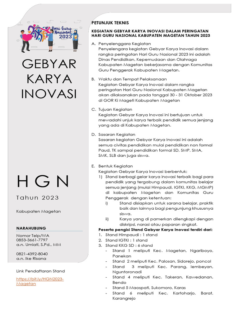 Juknis Gebyar Karya Inovasi - HGN 2023 - Revisi Dikpora | PDF