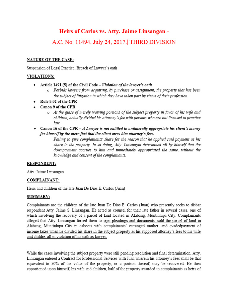 Case Digests For Legal Ethics 3 | PDF | Law