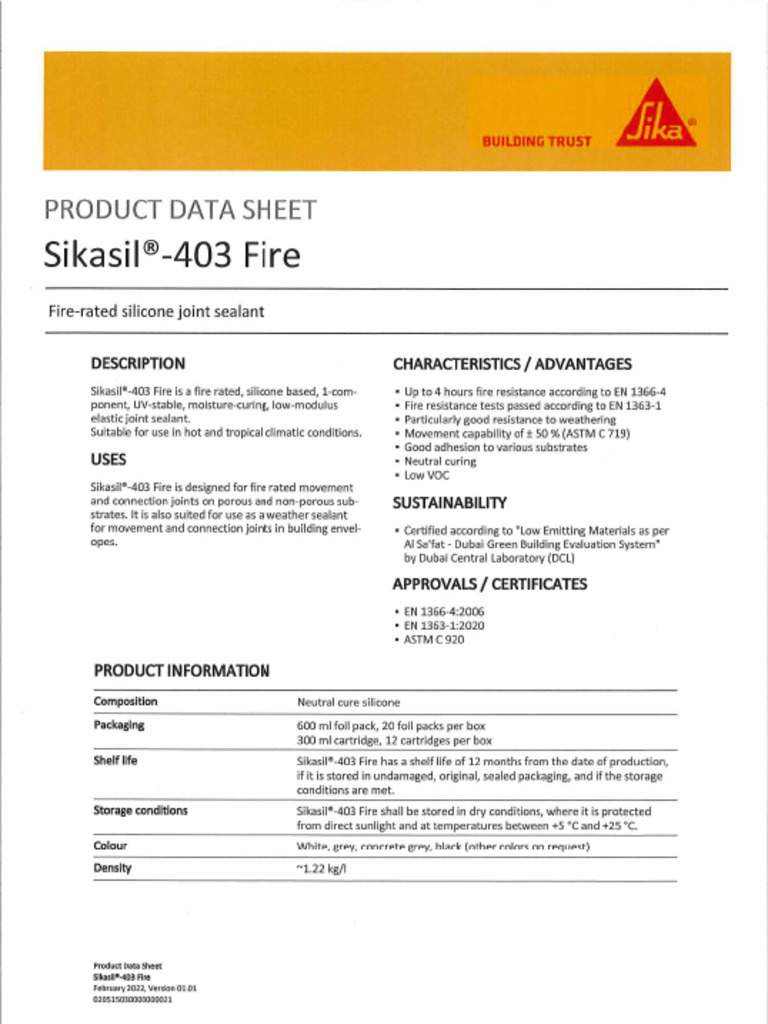 TDS - Fire Rated Sealant - 403 (1) (1) | PDF