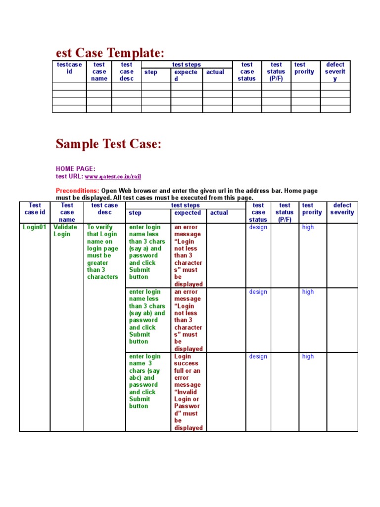 Est Case Template:: Home Page: Test URL: WWW - Qatest.co - In/rail ...