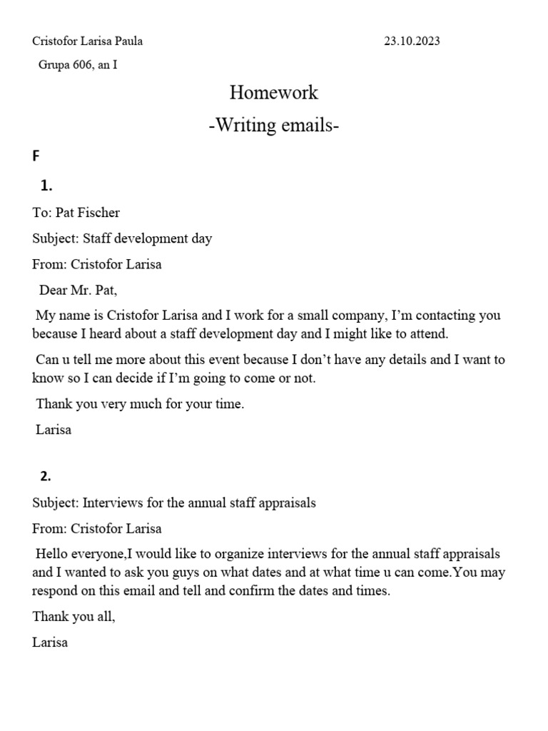 Email Homework Assignment | PDF | Career & Growth | Law