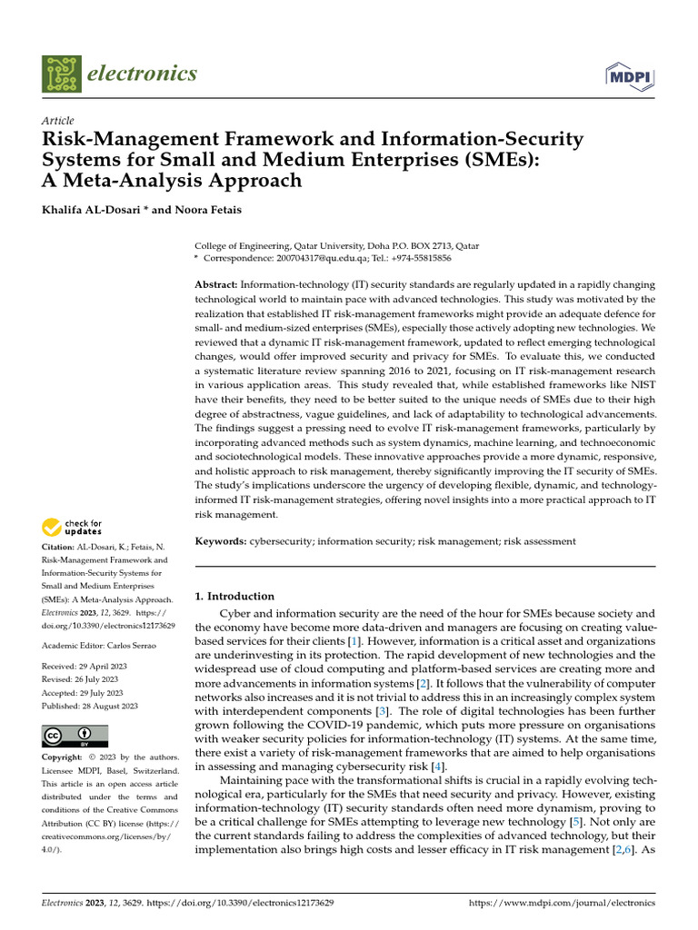 Risk-Management Framework and Information-Security Systems For Small ...