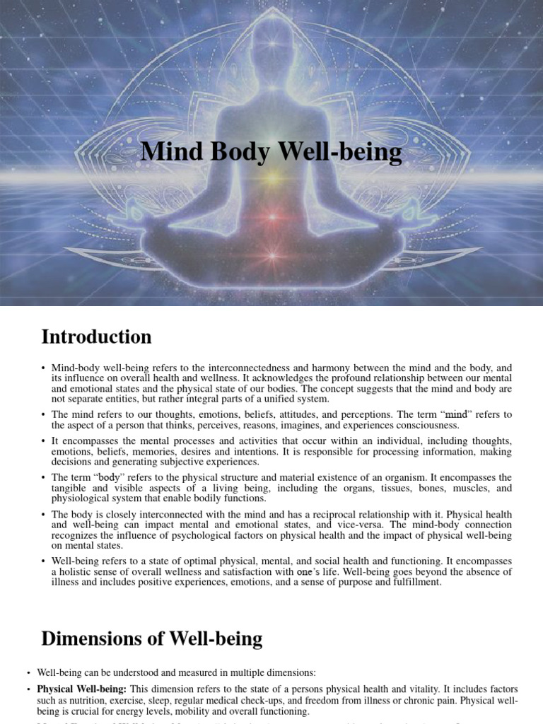 Mind Body Well-Being | PDF