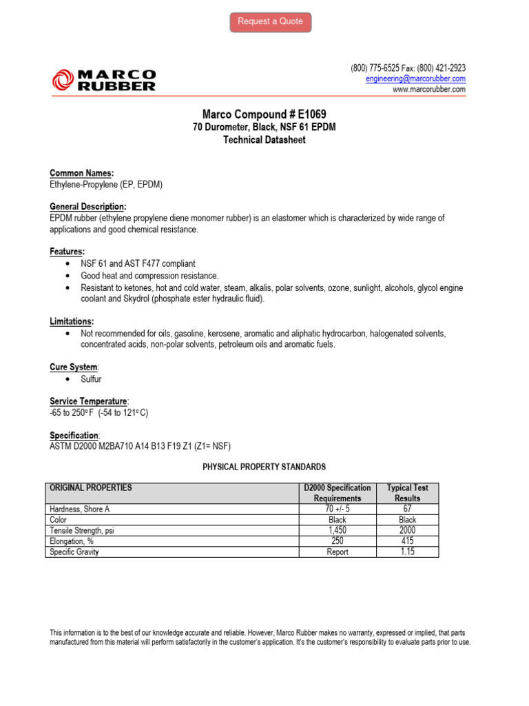 Marco Material Datasheet E1069 | PDF | Technology & Engineering