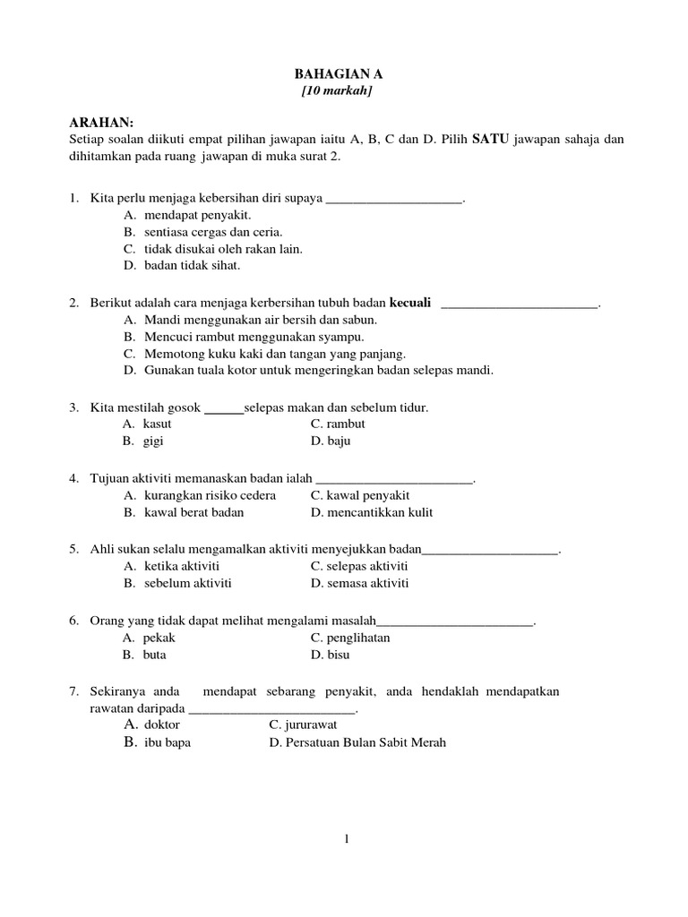 Soalan PJK PERALIHAN | PDF