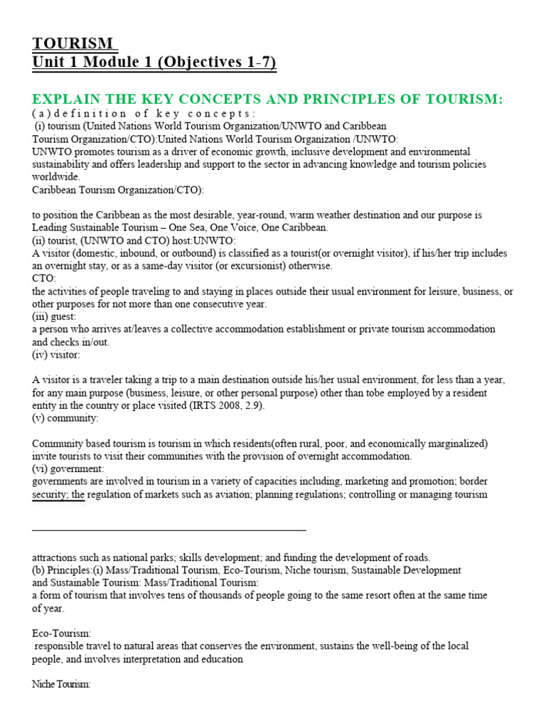 TOURISM Unit 1 M1 O1-7 | PDF