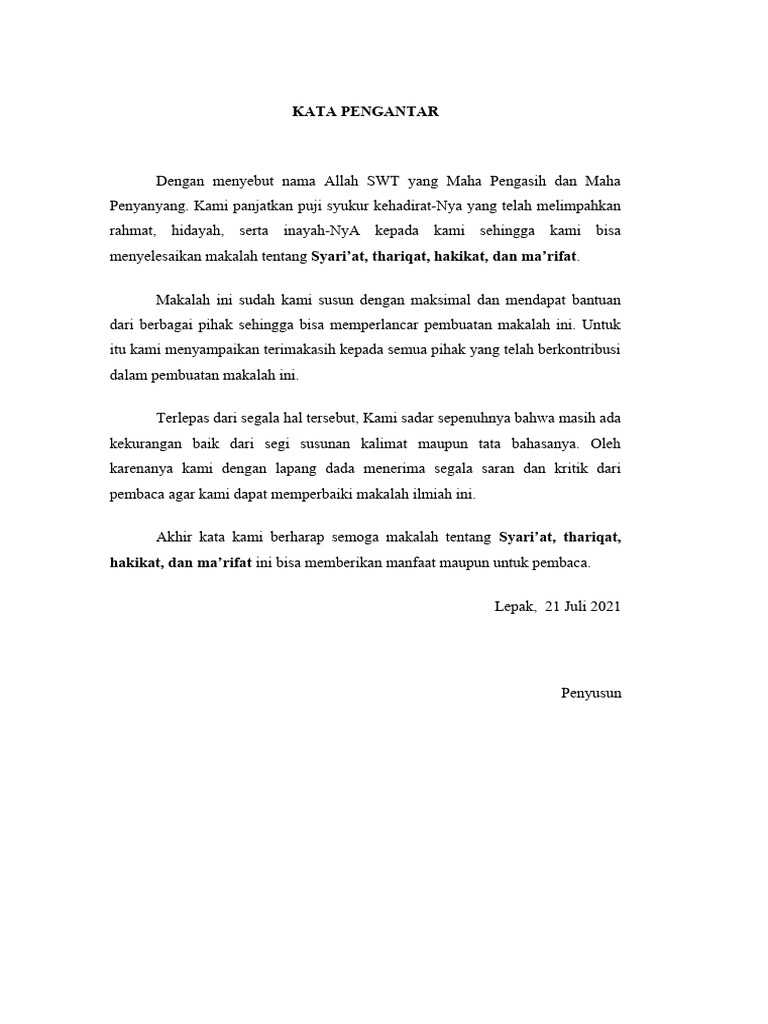 Makalah Syari'at, Thariqat, Hakikat, Ma'Rifat | PDF | Agama & Spiritualitas