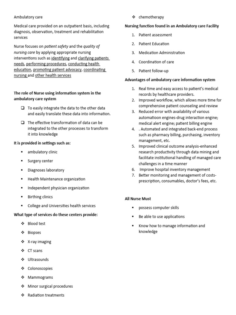 Ambulatory Care | PDF