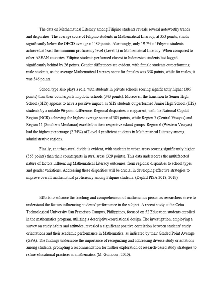 RRL | PDF | Literacy | Programme For International Student Assessment