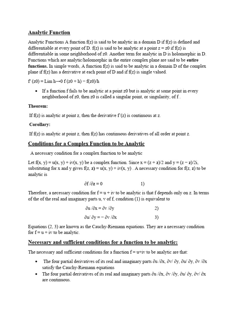 Analytic Functions Pdf