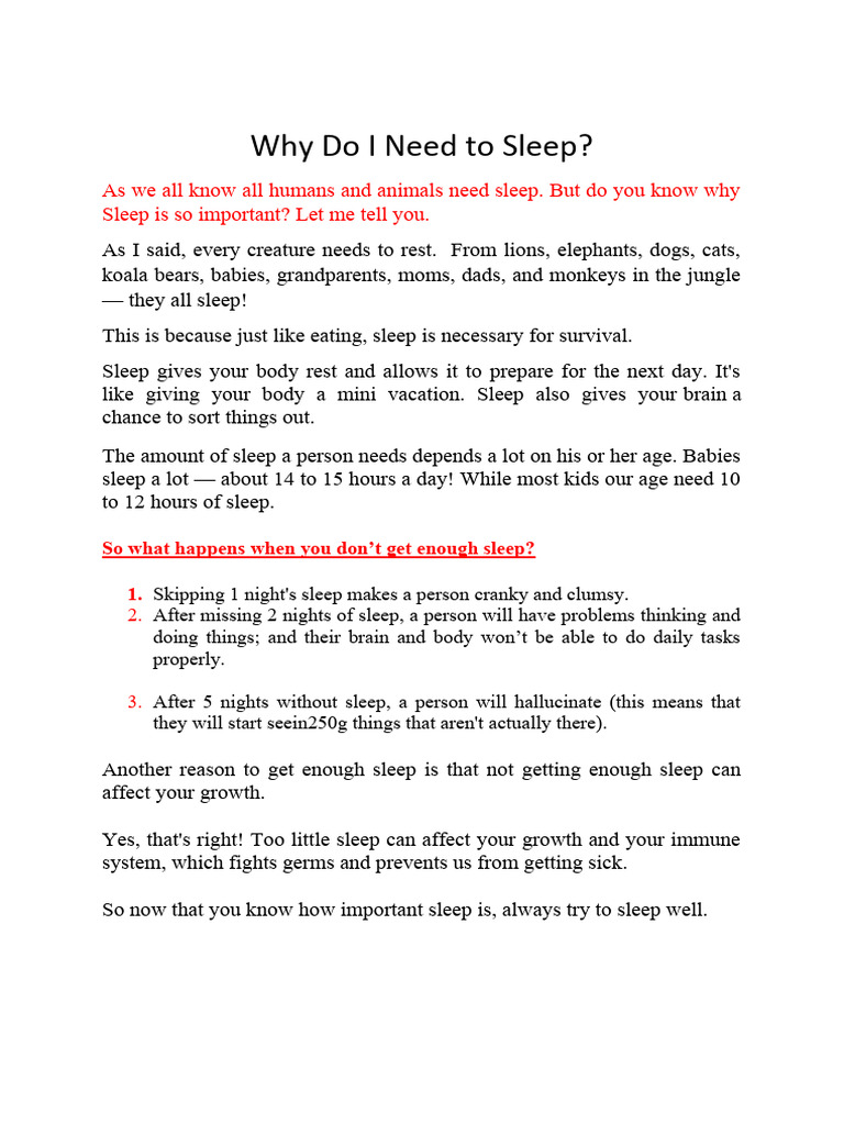 Speech Why Do We Need Sleep | PDF