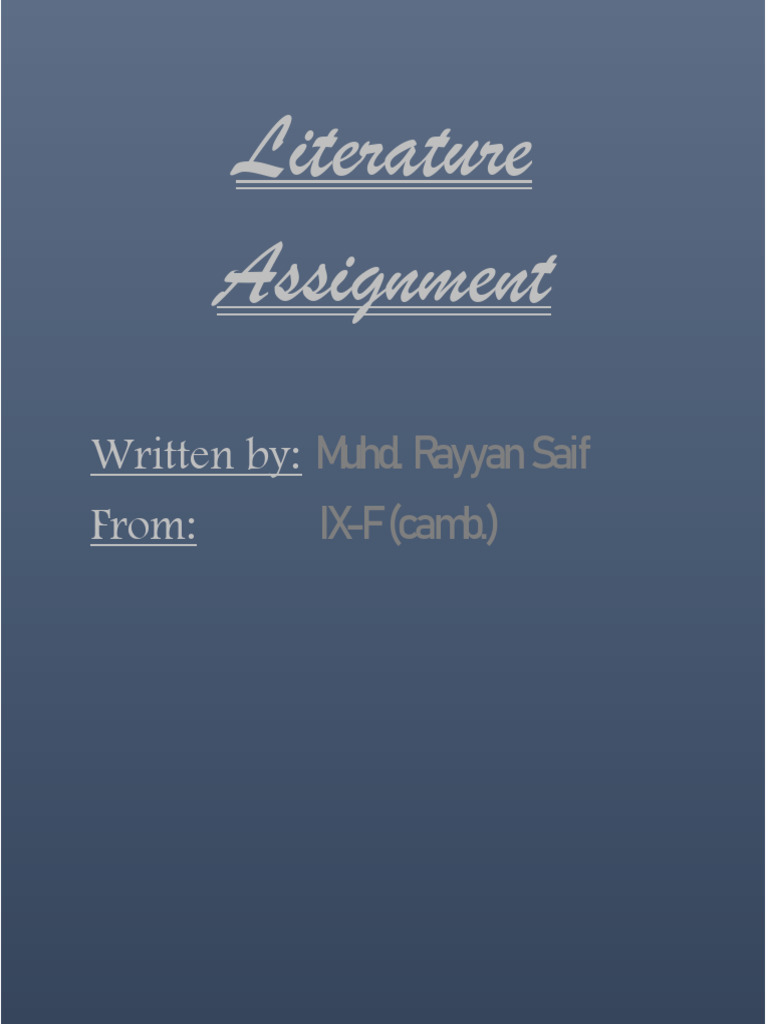 Literature Assignment 2 | PDF