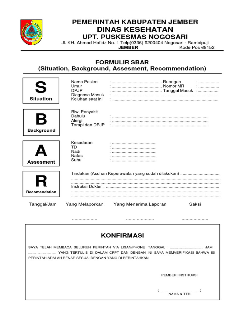 5.3.2 Form SBAR (Komunikasi Efektif) - 1 | PDF