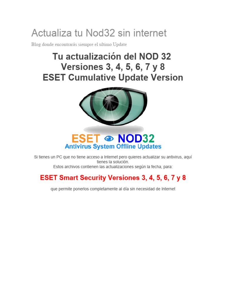 Actualiza Tu Nod32 Sin Internet | PDF | Software del sistema | Informática