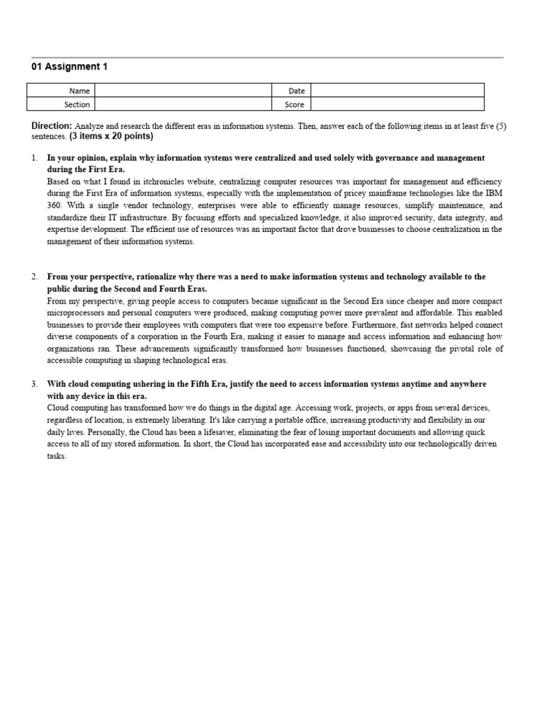 01 Assignment 1 | PDF | Cloud Computing | Information