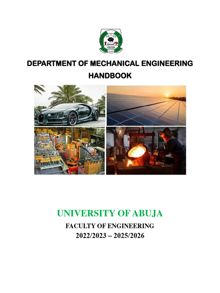 University of Abuja Mechanical Engineering Handbook | PDF | University ...