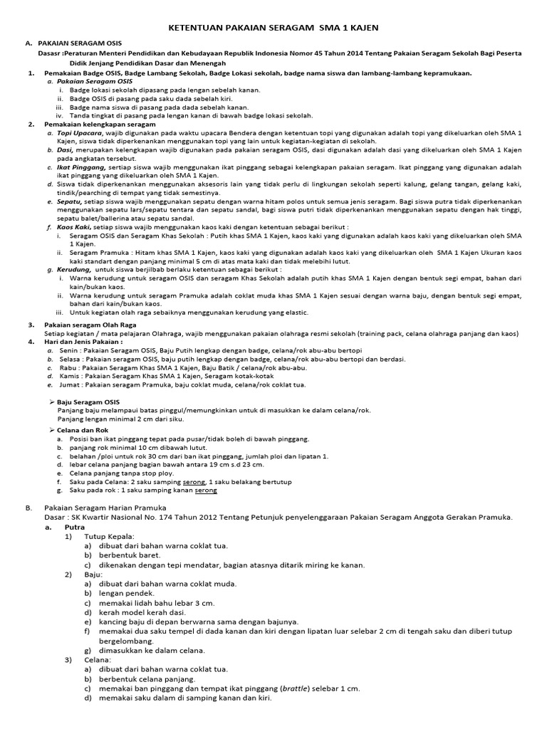 Ketentuan Seragam Smanka 2022-Rev | PDF