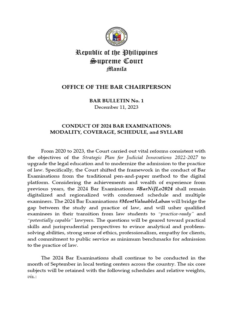 2024 Bar Exam Guidelines and Syllabi | PDF | Income Tax | Gross Income