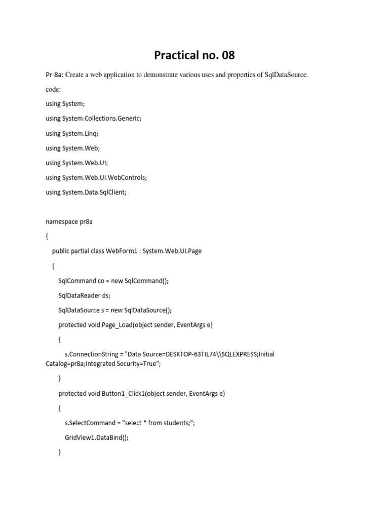 Practical No 8 | PDF