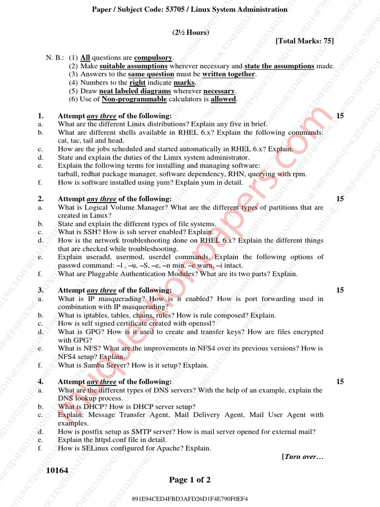Science BSC Information Technology Semester 5 2023 April Linux System Administration Cbcs | PDF ...