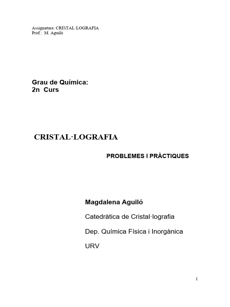CRIST 1 A 15 Problemes Practiques Algunessolucions 16102018 Ver2 07102021 | PDF
