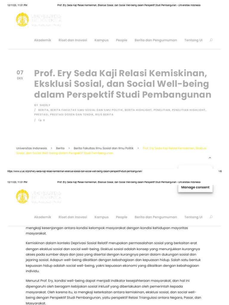 Prof. Ery Seda Kaji Relasi Kemiskinan, Eksklusi Sosial, Dan Social Well-Being Dalam Perspektif ...
