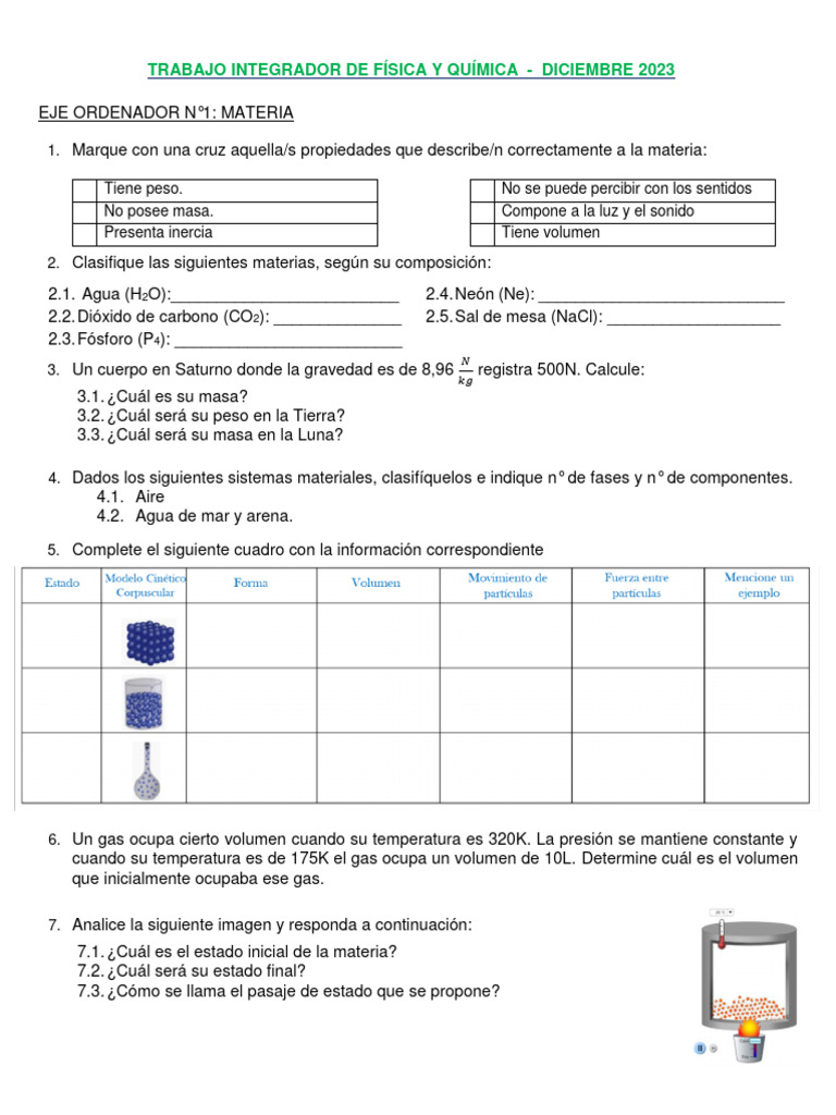 TRABAJO INTEGRADOR DE FÍSICA Y QUÍMICA 2022 - DIC ´23 | PDF | Átomos ...