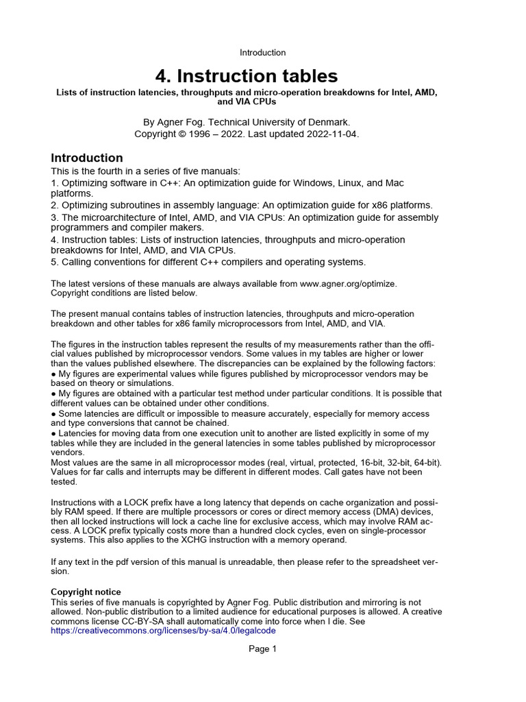 Instruction Tables | PDF | Computer Architecture | X86 Architecture