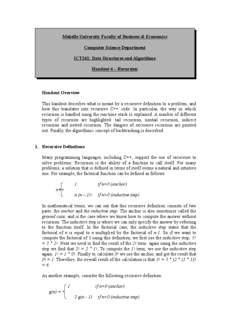 Handout 4 Recursion Pdf Subroutine Sine