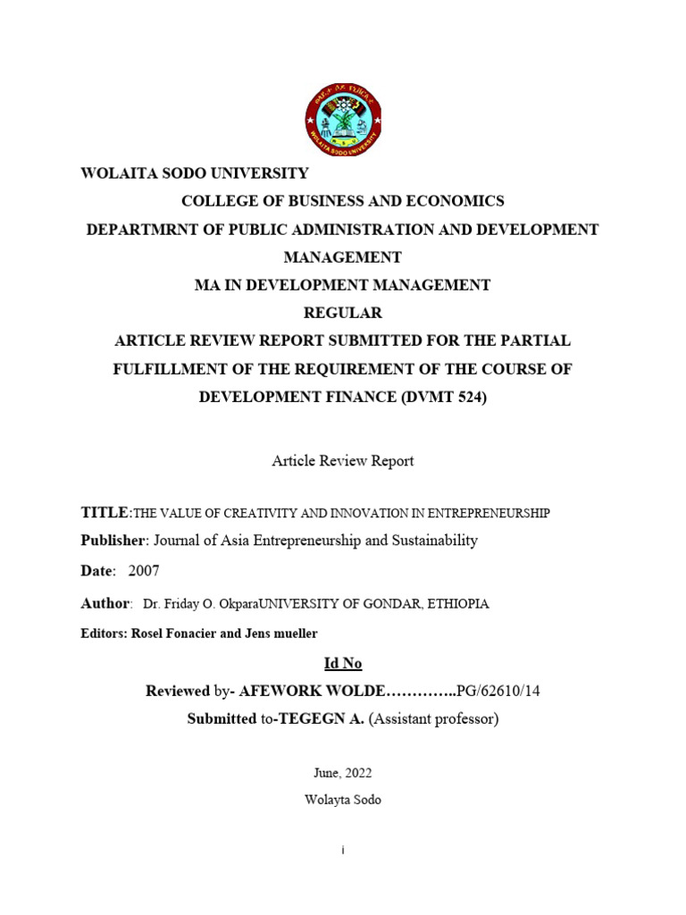 Afework Article Review Report | PDF