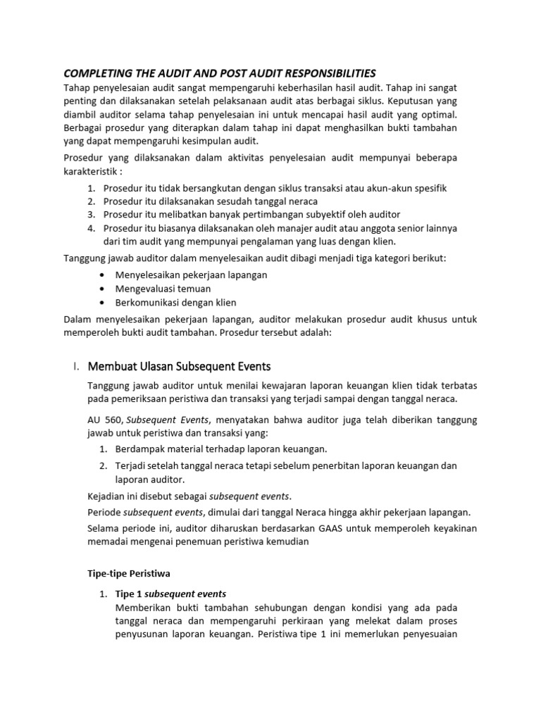 COMPLETING THE AUDIT (Sekar) | PDF