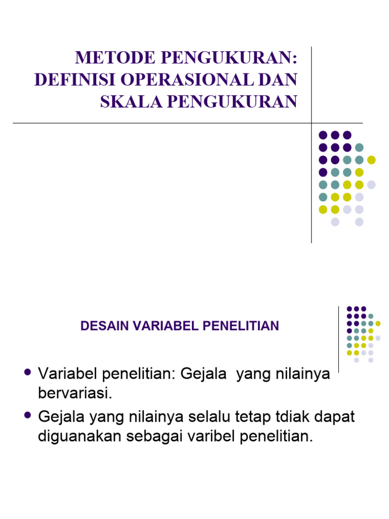 10.Pengukuran Variabel Definisi Operasional Dan Dan Skala Pengukuran | PDF