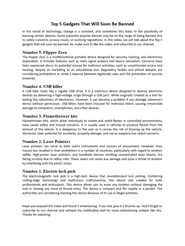 Top 5 Gadgets That Will Soon Be Banned | PDF | Computer Security | Security