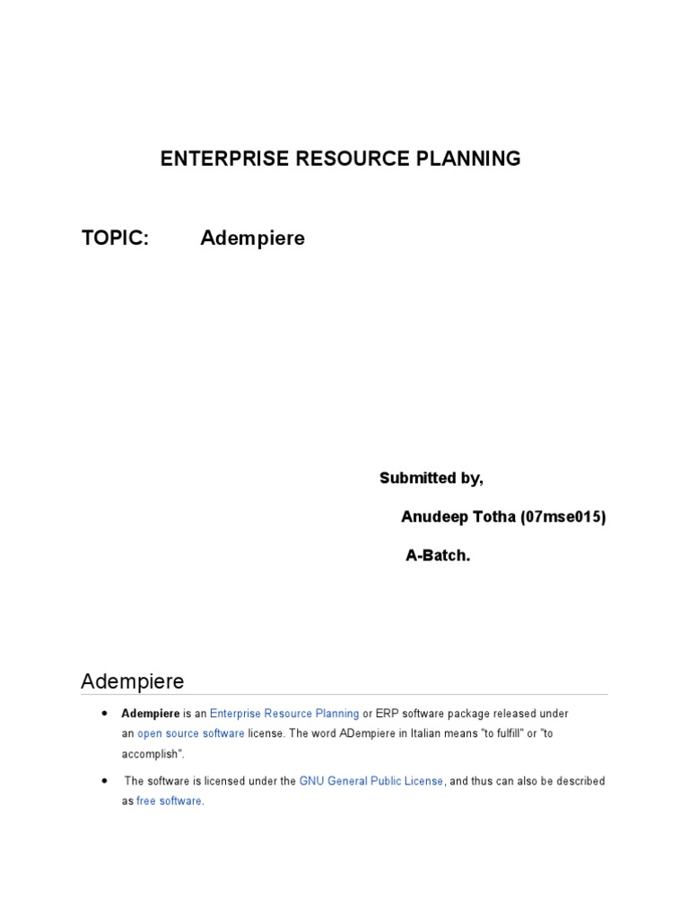 Adempiere ERP Open Source Software | PDF | Point Of Sale | Supply Chain ...