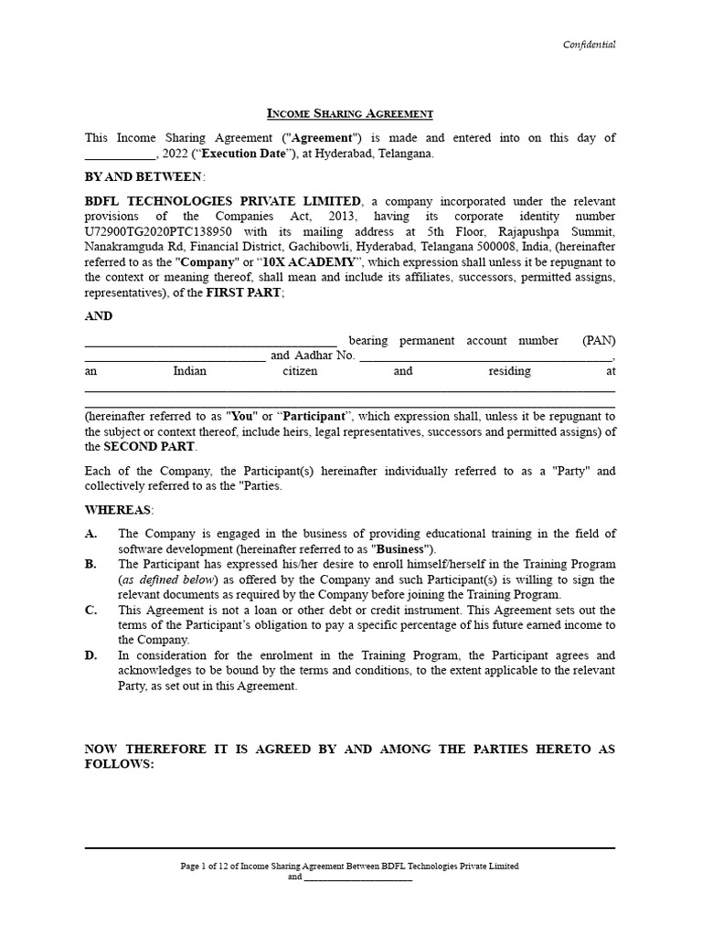 Income Sharing Agreement (ISA) | PDF | Legal Remedy | Indemnity